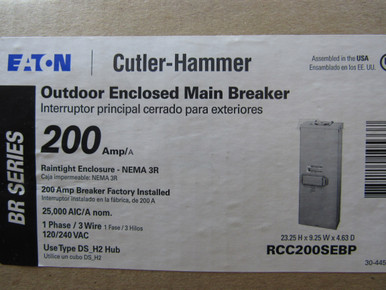 Eaton RCC200SEBP Electrical Enclosures Enclosed Main Breaker 200A 240V ...