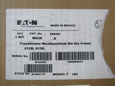 Eaton WS38 Transformer Accessories Weathershield Kit Used w/ 912B, 912D ...