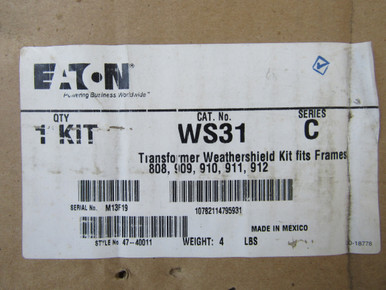 Eaton WS31 Transformer Accessories Weathershield Kit Used w/ 808, 909 ...