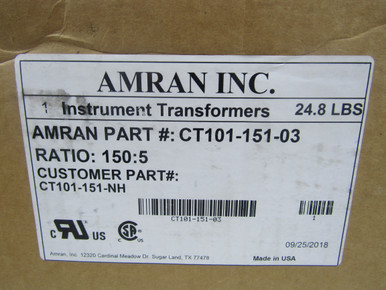 Amran CT101-151-03 Current Transformers 5A 600V 50-400Hz 10KV