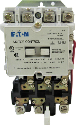 Eaton A200M0CACD Non-Reversing Starters Open 3P 18A 120V 50/60Hz