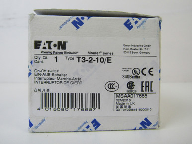 Eaton T3-2-10/E Disconnect Switches 3P 32A 690V 50/60Hz