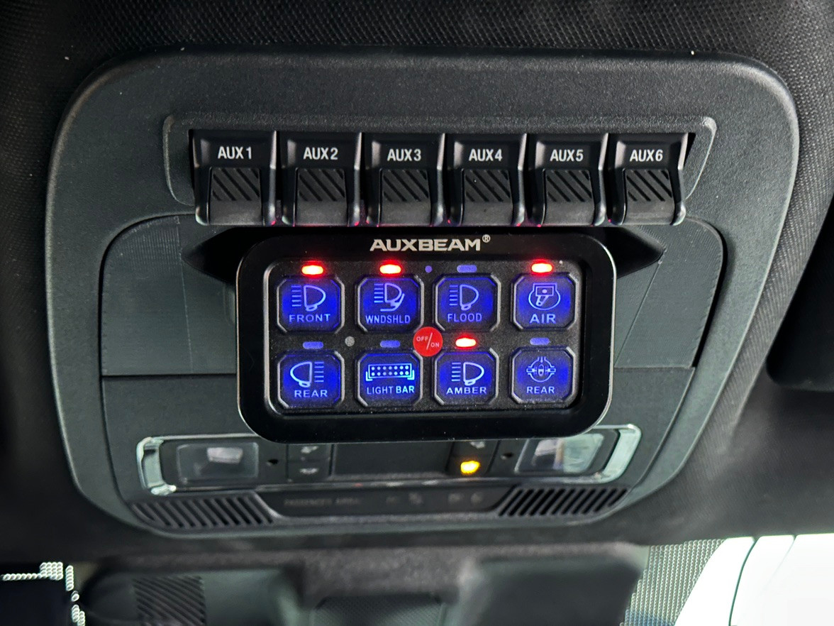 AuxBeam 8-gang Switch Panel mount for '21+ Ford Raptor, '21+ F150, '23 ...