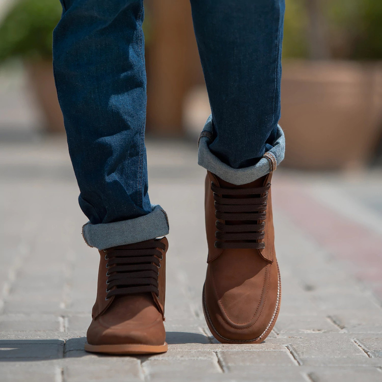 Moc Toe Pull-up Brown Leather Boots