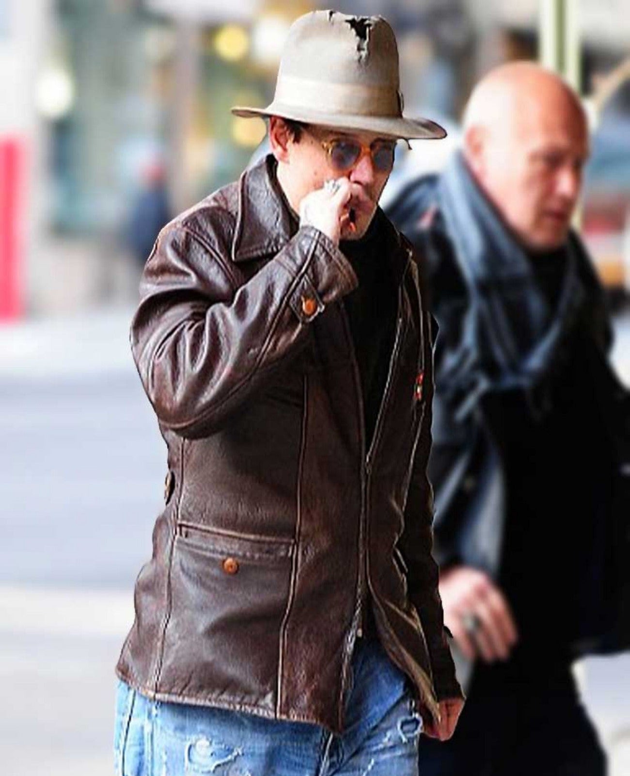 Johnny Depp Mortdecai Brown Leather Jacket