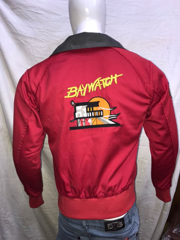 BAYWATCH Bomber Jacket David Hasselhoff Lifeguard Red Jacket