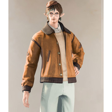 FFXIV Buttoned Brown Varsity Jacket