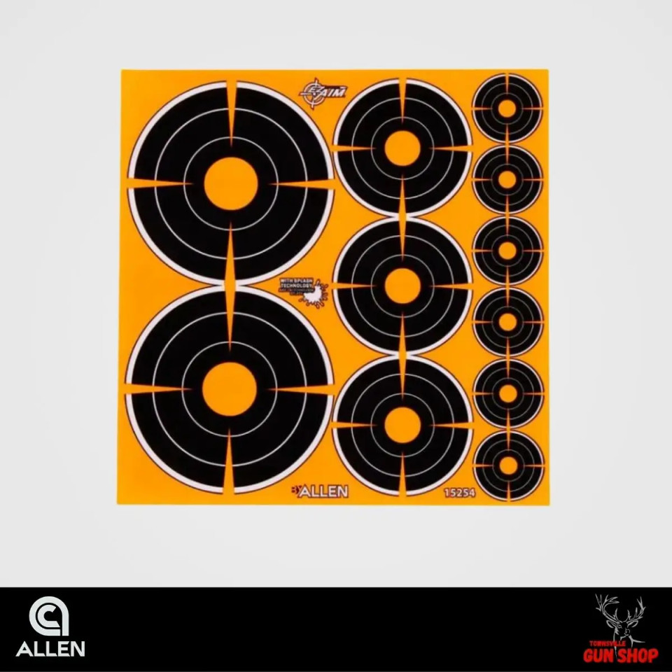 Allen EZ Aim Splash Adhesive Bullseye Variety Target 12‑Pack – AL15254