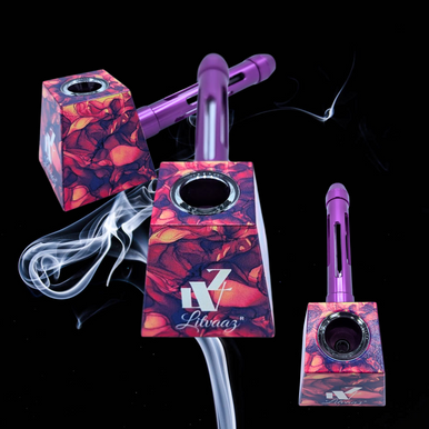 pyramid pipe with windproof modern lighter (pink patterns)