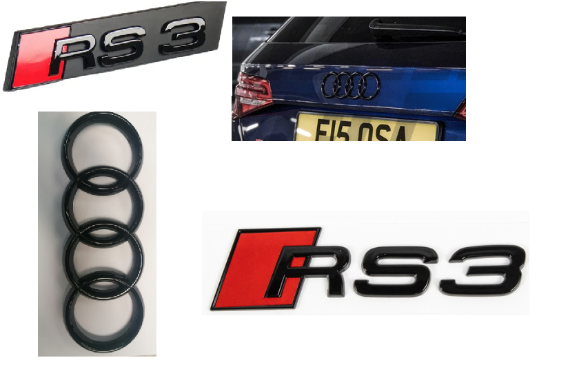 Enhance Your Audi RS3 8V with a Sleek Gloss Black Badge Combo