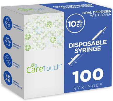 10ml Oral Syringe 100 Syringes with Covers by Care Touch - Great for ...