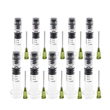 100 Pack Borosilicate Glass Luer Lock Syringe - 1ml Capacity Reusable ...