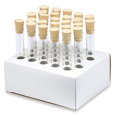 13x100mm Test Tubes with Cork Stoppers and Cardboard Rack, Borosilicate ...