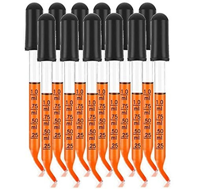 Pack of 12 Graduated 1ml, Glass Dropper with Black Suction Bulb ...