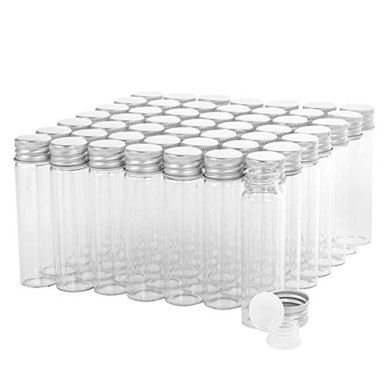 20ml Glass Vials with Screw Caps and Plastic Stoppers, Small Clear ...