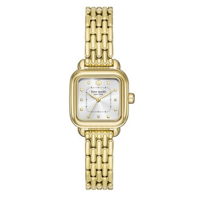 Ladies Gracie Gold-Tone Stainless Steel Square Watch Silver Dial - PIA ...