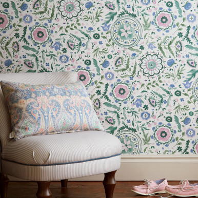 Joules Festival Flowers Cream Wallpaper | Cream | Joules