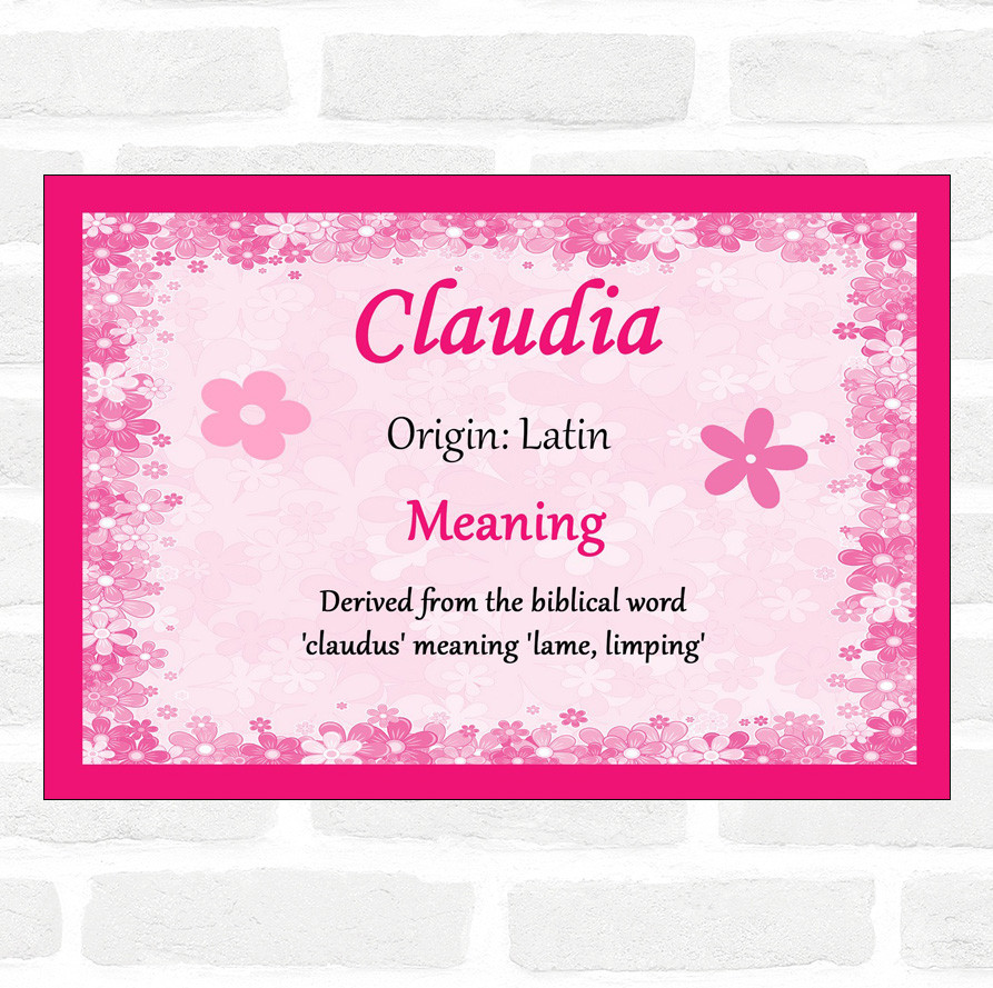 Claudia Name Meaning Pink Certificate - Party Animal Print