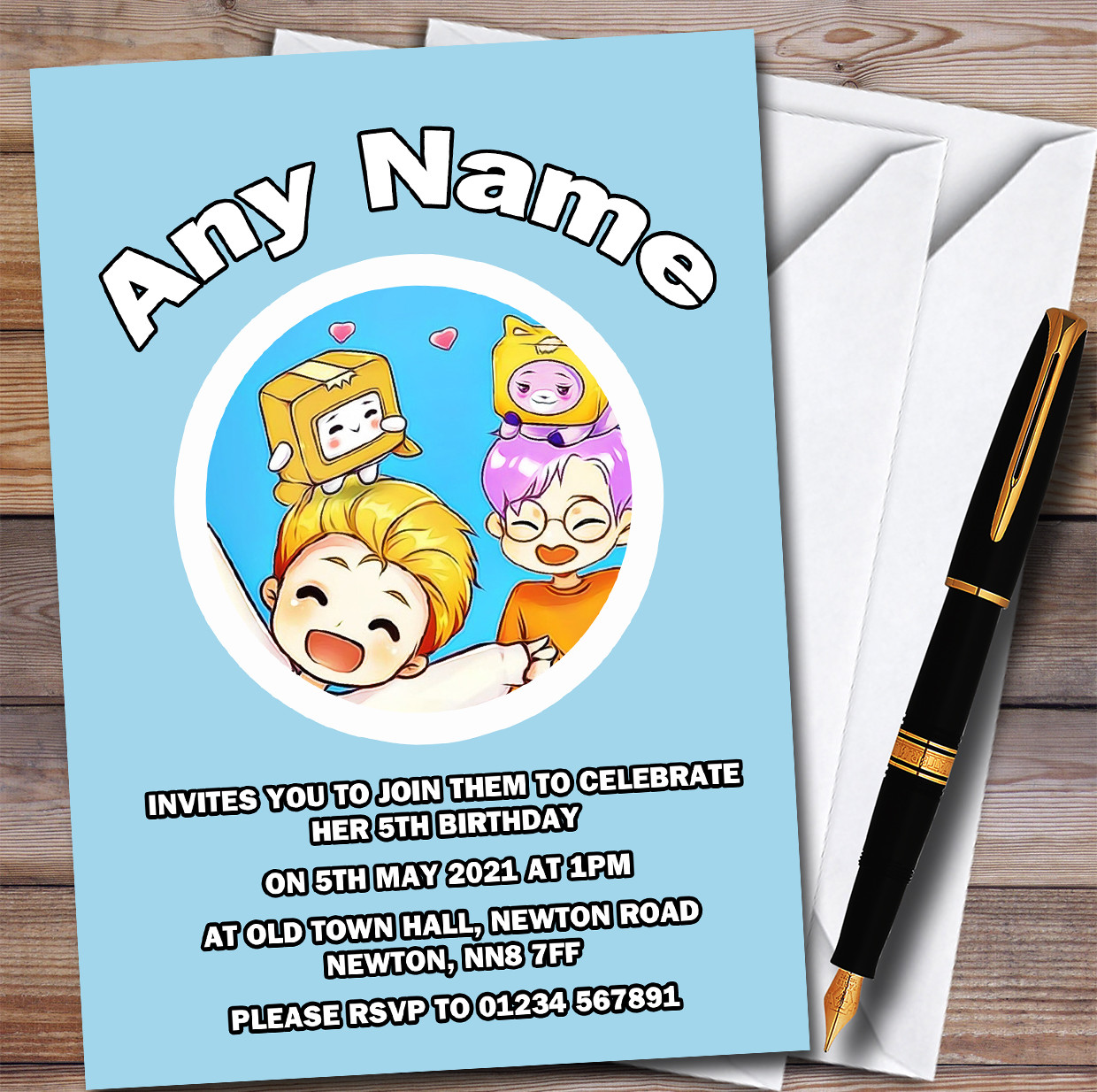 Lankybox Justin & Adam Blue Children's Personalised Birthday Party ...