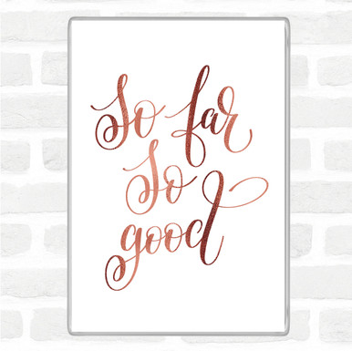 Rose Gold So Far So Good Quote Magnet - Party Animal Print