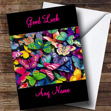 Beautiful Butterfly Customised Good Luck Card - Party Animal Print