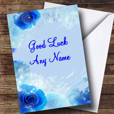 Blue Flowers Customised Good Luck Card - Party Animal Print