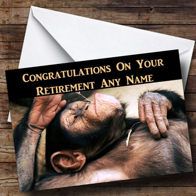 Relaxing Monkey Customised Retirement Card - Party Animal Print