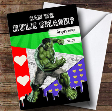 Funny Hulk Smash Valentines Customised Card - Party Animal Print