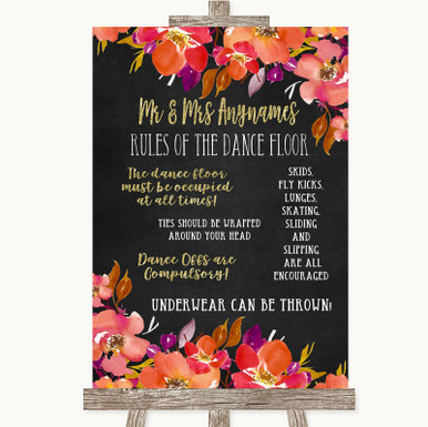 Pink Coral Orange & Purple Rules Of The Dance Floor Customised Wedding ...