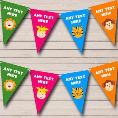 Animal Jungle Lion Tiger Monkey Giraffe Baby Shower Bunting - Party ...