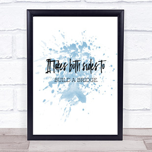 Build A Bridge Inspirational Quote Print Blue Watercolour Poster ...