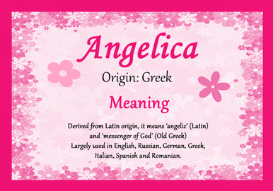 Angelica Personalised Name Meaning Certificate - Party Animal Print