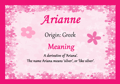 Arianne Personalised Name Meaning Certificate - Party Animal Print