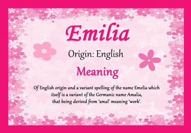 Emilia Personalised Name Meaning Certificate - Party Animal Print