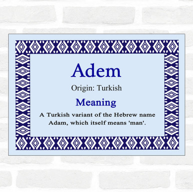 Adem Name Meaning Blue Certificate - Party Animal Print