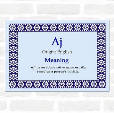 Aj Name Meaning Blue Certificate - Party Animal Print