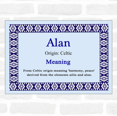 Alan Name Meaning Blue Certificate - Party Animal Print