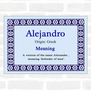 Alejandro Name Meaning Blue Certificate - Party Animal Print