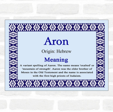 Aron Name Meaning Blue Certificate - Party Animal Print
