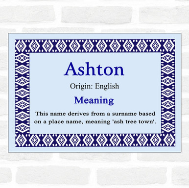 Ashton Name Meaning Blue Certificate - Party Animal Print