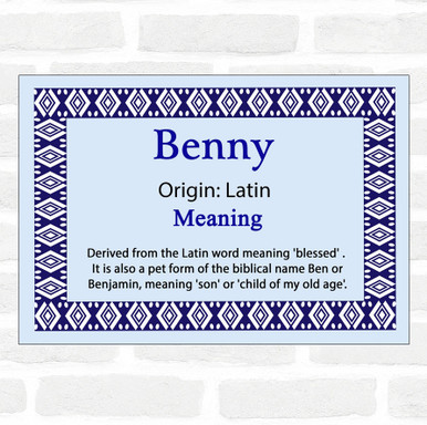 Benny Name Meaning Blue Certificate - Party Animal Print