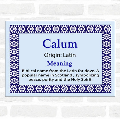 Calum Name Meaning Blue Certificate - Party Animal Print