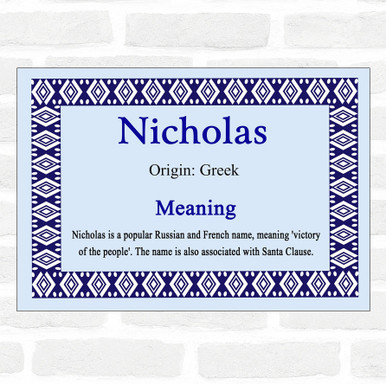 Nicholas Name Meaning Blue Certificate - Party Animal Print