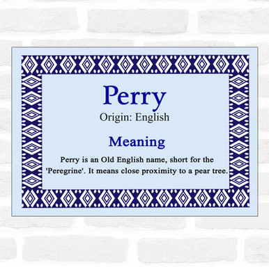 Perry Name Meaning Blue Certificate - Party Animal Print