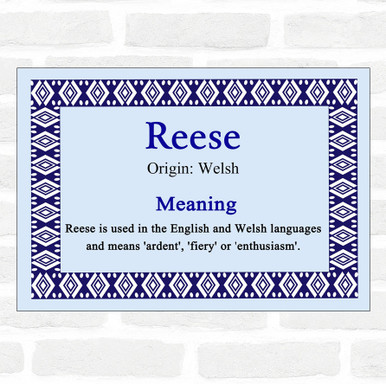 Reese Name Meaning Blue Certificate - Party Animal Print