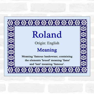 Roland Name Meaning Blue Certificate - Party Animal Print