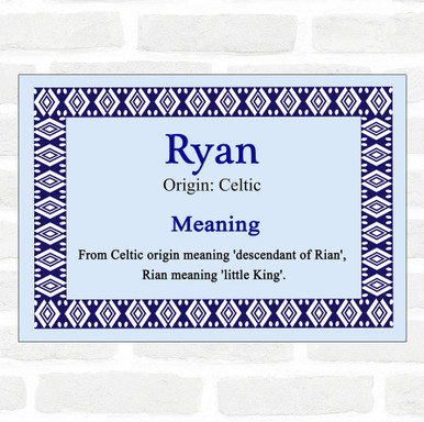 Ryan Name Meaning Blue Certificate - Party Animal Print