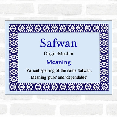 Safwan Name Meaning Blue Certificate - Party Animal Print