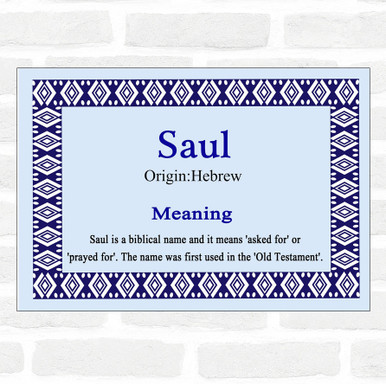 Saul Name Meaning Blue Certificate - Party Animal Print
