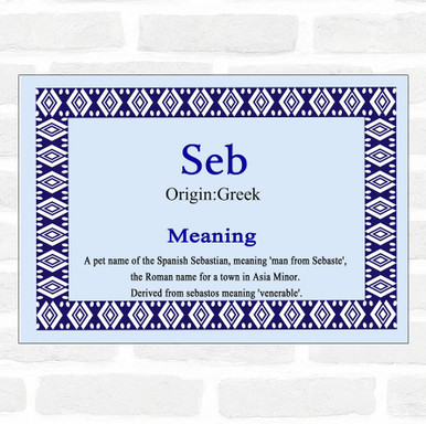 Seb Name Meaning Blue Certificate - Party Animal Print
